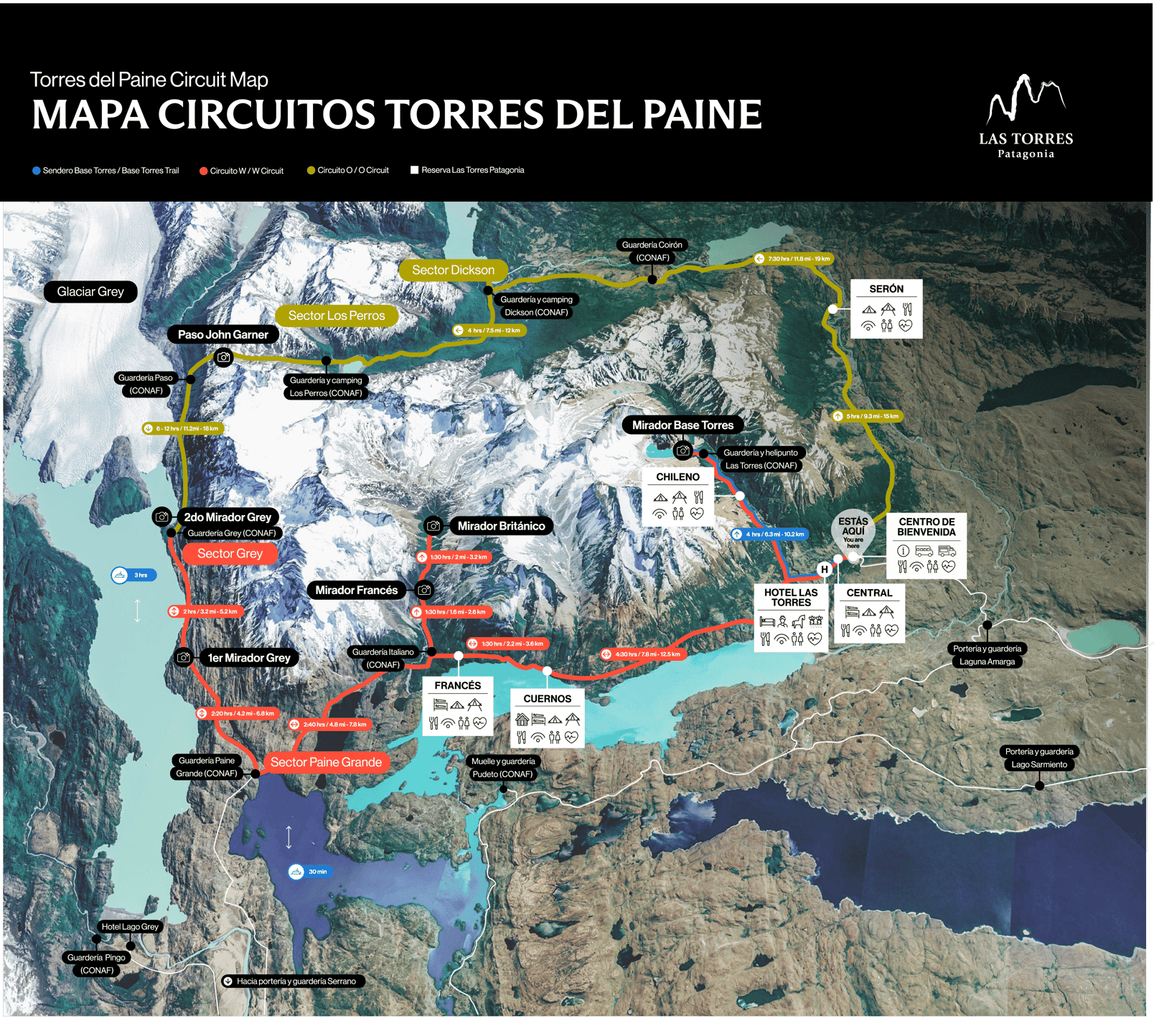 Map of Torres del Paine